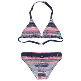 Triangel-Bikini s.Oliver "Barcelona Kids", Kinder, Gr. 134/140, N-Gr, bunt (blau, rosé, gestreift), Polyamid, Colorblocking, Bikini-Sets, im frechen Streifen-Look