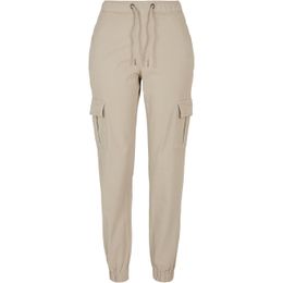 Stoffhose Urban Classics "Urban Classics Damen", Damen, Gr. 4XL, US-Größen, beige (softseagrass), 98% Baumwolle, 2% Elasthan, unifarben, normal, Hosen