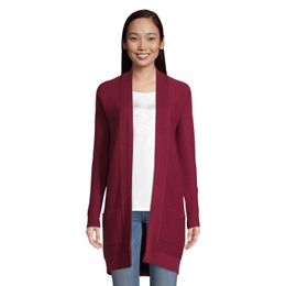 Longstrickjacke Tom Tailor Gr. L (40), rot (bordeaux) Damen Strickjacken Longstrickjacke Strickjacke aus Rippstrick mit aufgesetzten Taschen