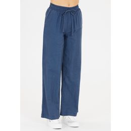 Stoffhose CRUZ "Jessy" Gr. 42, EURO-Größen, blau (dunkelblau, denim), Damen, 55% Leinen, 45% Baumwolle, unifarben, Hosen, im luftigen Style