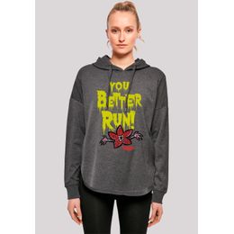 Kapuzenpullover F4NT4STIC "Stranger Things You Better Run Netflix TV Series" Gr. L, grau (charcoal) Damen Pullover Premium Qualität