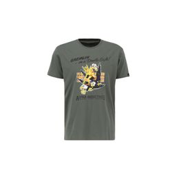 T-Shirt Alpha Industries "Alpha Industries Men - T-Shirts Gremlin T" Gr. M, grün (schwarz olive), Herren, Shell: 100% Cotton, Shirts