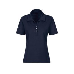 Poloshirt TRIGEMA "TRIGEMA aus Baumwolle mit Kristallsteinen" Gr. L, blau (navy) Damen Shirts