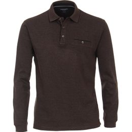 Langarm-Poloshirt Casamoda "Casamoda Polo-Shirt Langarm gestreift", Herren, Gr. 4XL, braun, 62% Baumwolle, 38% Polyester, Shirts