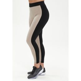 Trainingstights Endurance "Gaciao", Damen, Gr. 38, EURO-Größen, schwarz (schwarz, beige), 100% Nylon, mehrfarbig, sportlich, lang, Hosen, mit effektiver Kompressionswirkung