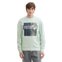 Sweatshirt Tom Tailor Denim Gr. M, grün (sea foam) Herren Sweatshirts mit Frontprint