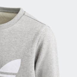 Sweatshirt adidas originals "TREFOIL CREW" Gr. 164, grau (medium grau heather), Kinder, Obermaterial: 70% Baumwolle, 30% Polyester, bedruckt, Sweatshirts, Unisex