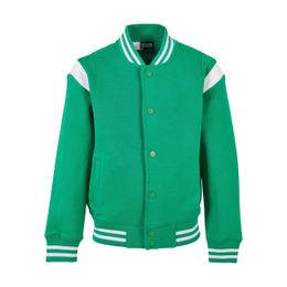 Collegejacke Urban Classics "Urban Classics Herren Boys Inset College Sweat Jacket" Gr. 134/140, grün (bodegagreen/white) Jungen Jacken