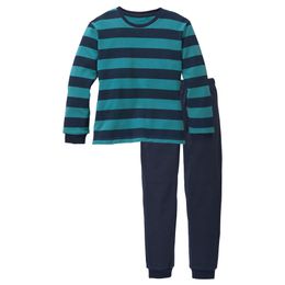 Pyjama AUTHENTIC LE JOGGER Gr. 170/176, bunt (petrol-navy) Kinder Homewear-Sets aus Frottee, mit Bündchen