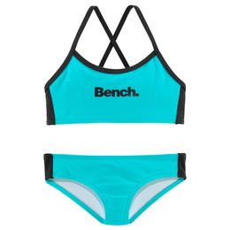 Bustier-Bikini Bench. Gr. 158/164, N-Gr, blau (türkis, schwarz), Kinder, Polyamid, gestreift, Bikini-Sets, mit gekreuzten Trägern