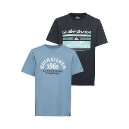 T-Shirt Quiksilver Gr. 16 (170/176), blau (hellblau und navy blazer), Kinder, Obermaterial: 100% Baumwolle, Shirts