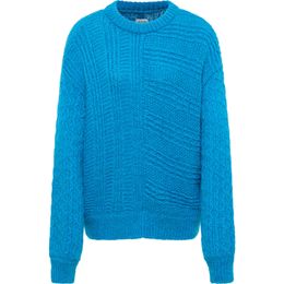 Sweater Mustang "Strickpullover" Gr. L, blau Damen Sweatshirts