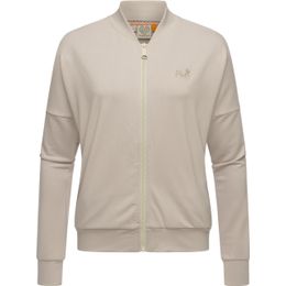 Sweatjacke Ragwear "Doron", Damen, Gr. 4XL (48), weiß (bone), Material: 67% Polyester, 28% Viskose, 5% Elasthan, Casual, figurumspielend hüftbedeckend, hoch geschlossener Ausschnitt, Ärmel ohne Ärmelschlitz normaler Saum, Sweatjacken, sportliche Damen Freizeitjacke