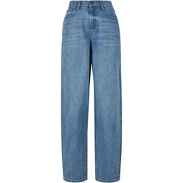 Bequeme Jeans Urban Classics "Urban Classics Damen Ladies High Waist 90´S Wide Leg Denim Pants" Gr. 27, Normalgrößen, blau (midstone washed) Damen Jeans