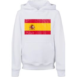 Kapuzenpullover F4NT4STIC "Spain Spanien Flagge distressed" Gr. 110/116, weiß, Mädchen, Obermaterial: 65% Baumwolle, 35% Polyester, Pullover, Print