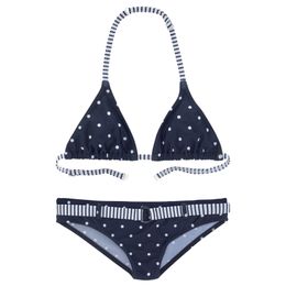 Triangel-Bikini s.Oliver "Audrey Kids" Gr. 122/128, N-Gr, blau (marine-weiß) Kinder Bikini-Sets im Punkte-Streifen-Mix