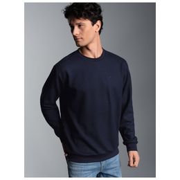 Sweatshirt TRIGEMA "TRIGEMA Sweatshirt in Waffeloptik", Herren, Gr. L, blau (navy), 100% Baumwolle, casual, Sweatshirts