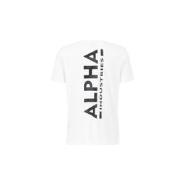 T-Shirt Alpha Industries "Alpha Industries Men - T-Shirts Backprint T Camo Print" Gr. L, schwarz-weiß (weiß, schwarz camo), Herren, Obermaterial: 100% Baumwolle, Shirts