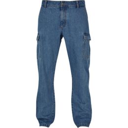 Bequeme Jeans Urban Classics "Urban Classics Herren Straight Leg Cargo Jeans" Gr. 40, Normalgrößen, blau (light blue washed) Herren Jeans