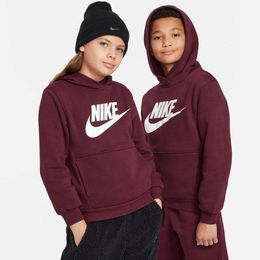 Kapuzensweatshirt Nike Sportswear "CLUB FLEECE BIG KIDS' HOODIE" Gr. XS (122), rot (night maroon/white) Kinder Sweatshirts