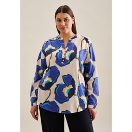 Klassische Bluse Seidensticker "Schwarze Rose" Gr. 48, blau (mittelblau) Damen Blusen Tunika Floral