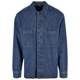 Langarmhemd Urban Classics "Urban Classics Herren Oversized Denim Pocket Shirt" Gr. L, US-Größen, blau (mid indigo washed) Herren Hemden