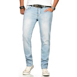 Stretch-Jeans Alessandro Salvarini "ASAngelo", Herren, Gr. W32L30, L&auml;nge 30, blau (as, 170, hellblau washed), Obermaterial: 98% Baumwolle, 2% Elasthan, regular fit, Jeans, Angenehme Passform durch vorhandenen Elasthan Anteil