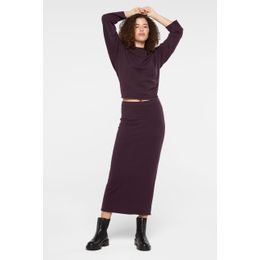 Maxirock SENSES.THE LABLE, Damen, Gr. M/L, lila (deep plum), Material: 51% Viskose, 27% Polyester, 22% Polyamid, unifarben, casual, schmal, Röcke, mit Gehschlitz