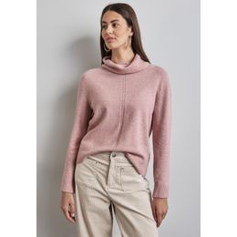 Rollkragenpullover Street One, Damen, Gr. 38, rosa (petal rose meliert), Web, 37% Baumwolle, 34% Polyacryl, 26% Polyester, 3% Elasthan, unifarben, casual, normal normal, hoch geschlossener Ausschnitt, Langarm Bündchen, Pullover, im soften Baumwoll-Mix