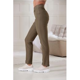 H.I.S. Schlupfhose H.I.S "-Relaxhose" Gr. 32/34, N-Gr, grün (olive) Damen Hosen in Jeans Optik