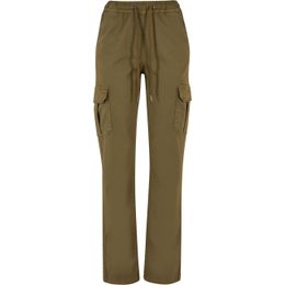 Cargohose Urban Classics "Urban Classics Damen Ladies High Waist Twill Cargo Pants" Gr. L, US-Größen, grün (tiniolive) Damen Hosen