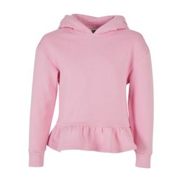 Kapuzensweatshirt Urban Classics "Urban Classics Damen Girls Organic Volants Hoody" Gr. 110/116, pink (girlypink) Mädchen Sweatshirts