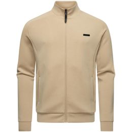 Sweatjacke Ragwear "Vittom" Gr. L (52), beige (sand) Herren Sweatjacken Schlichte Alltags-Jacke mit hohem Kragen