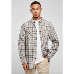 Langarmhemd Urban Classics "Urban Classics Herren Long Oversized Grey Check Shirt" Gr. L, US-Größen, grau (grey, black) Herren Hemden