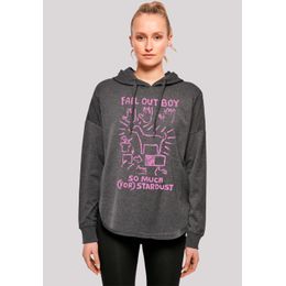 Kapuzenpullover F4NT4STIC "Fall Out Boy Pink Dog So Much Stardust" Gr. L, grau (charcoal) Damen Pullover Premium Qualität