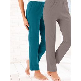 Homewearpants, Damen, Gr. 38, Normalgrößen, grün (petrol, taupe), 100% Baumwolle, Doppelpack-Farbe grau-meliert:15% Viskose, 85% Baumwolle, unifarben, lang, Hosen