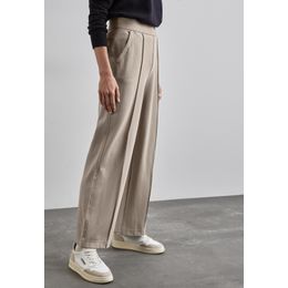 Stoffhose Street One, Damen, Gr. 38, Länge 30, beige (driftwood beige), Stoff, 61% Viskose, 32% Polyamid, 7% Elasthan, unifarben, casual, normal normal, Hosen, High Waist