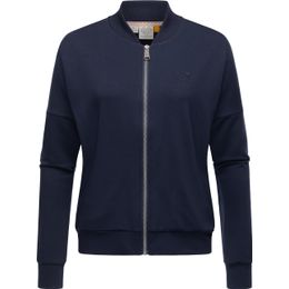 Sweatjacke Ragwear "Doron", Damen, Gr. 5XL (50), blau (navy), Material: 67% Polyester, 28% Viskose, 5% Elasthan, figurumspielend hüftbedeckend, hoch geschlossener Ausschnitt, Ärmel ohne Ärmelschlitz normaler Saum, Sweatjacken, sportliche Damen Freizeitjacke