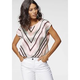 Shirtbluse Laura Scott Gr. 34, bunt (rosa-mint-gemustert) Damen Blusen aus glänzendem Satin