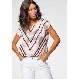 Shirtbluse Laura Scott Gr. 34, bunt (rosa, mint, gemustert), Damen, Single Jersey, Web, Obermaterial: 100% Polyester. Rückenteil: 95% Viskose, 5% Elasthan, Blusen, aus glänzendem Satin