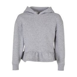 Kapuzensweatshirt Urban Classics "Urban Classics Damen Girls Organic Volants Hoody" Gr. 110/116, grau Mädchen Sweatshirts