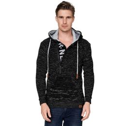 Kapuzensweatshirt Rusty Neal, Herren, Gr. XL, schwarz (schwarz, grau), 70% Polyacryl, 30% Baumwolle, mehrfarbig, normal, ohne Ausschnitt, Sweatshirts, mit stylischem Ausschnitt