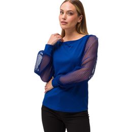 Kurzarmshirt Zero "Zero Jerseyshirt mit transparenten Ärmeln" Gr. 34, blau (sodalite blue) Damen Shirts