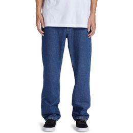 Straight-Jeans DC Shoes "Worker" Gr. 28(XS) / Länge 32(M), Länge 34, blau (indigo dark) Herren Jeans