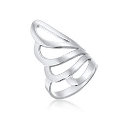 Fingerring NENALINA "Basic Wellen Geschwungen Schlicht 925 Silber" Fingerringe Gr. 54mm, ohne Stein, Silber 925 (Sterlingsilber), 3mm, silberfarben (silber) Damen