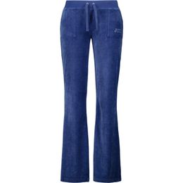 Sweathose Juicy Couture "HERITAGE CROWN CAISA LOW RISE PANT Damen" Gr. L, EURO-Größen, blau (blau depths), Damen, 46% BAUMWOLLE 32% VISKOSE 22% POLYESTER, Hosen, Trainingshose Damen, Sweathose, Velour, Jogginghose mit Glitzer, Sale