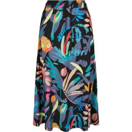 Jerseyrock Urban Classics "Urban Classics Damen Ladies Viscose Midi Skirt", Damen, Gr. M, schwarz (schwarzfruity), 100% Viskose, loose fit, Röcke