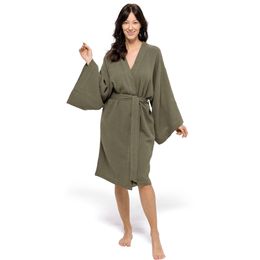 Möve Kimono MÖVE Hausmäntel Gr. L/XL L: 100cm, grün (olive)