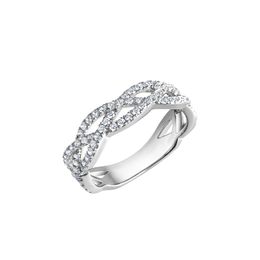 Fingerring ZEEme "Silber 925 rhodiniert mit Zirkonia weiß" Fingerringe Gr. 052 (16,6), Silber 925 (Sterlingsilber), weiß (weiß, weiß) Damen