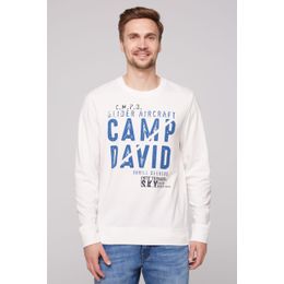 Sweater CAMP DAVID Gr. L, weiß Herren Sweatshirts mit Baumwolle